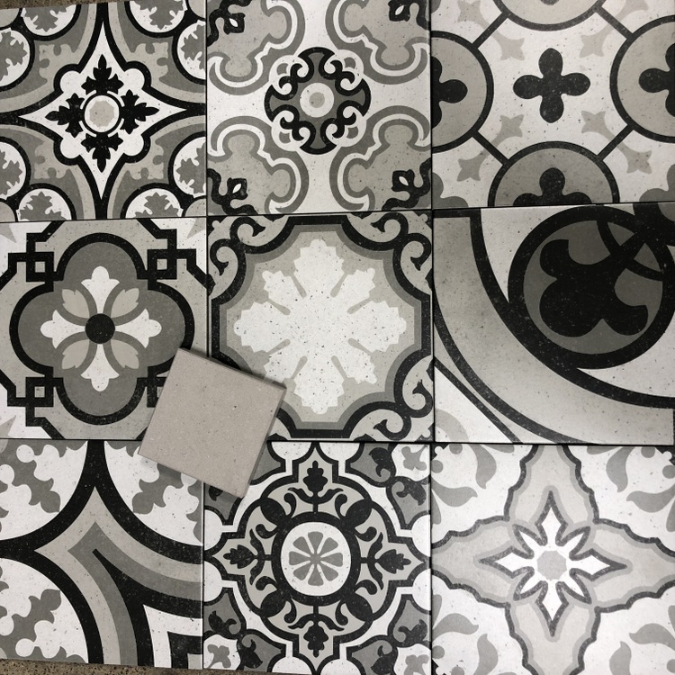 Bold Patterned Floor Tiles in an Open Floorplan Kitchen - The Decorologist